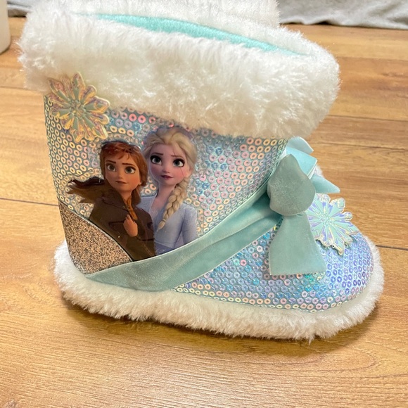 Disney | Shoes | Disney Frozen Toddler Girls Blue Sequin Elsa Boot ...